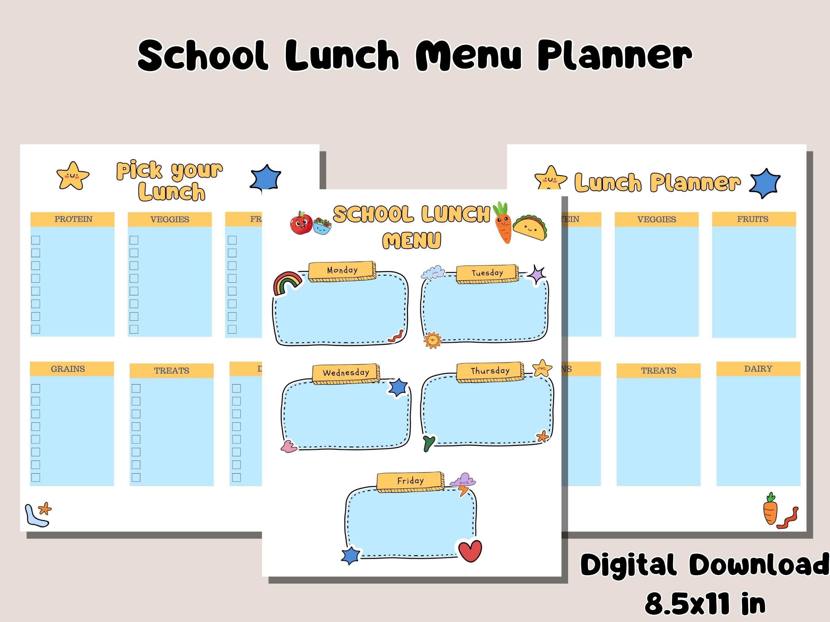 Back to School Lunch Menu Planner, Meal Planning for Kids, Perfect for ...