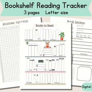 Bookshelf Reading Log, Bujo Reading Tracker, Book Review Printable ...