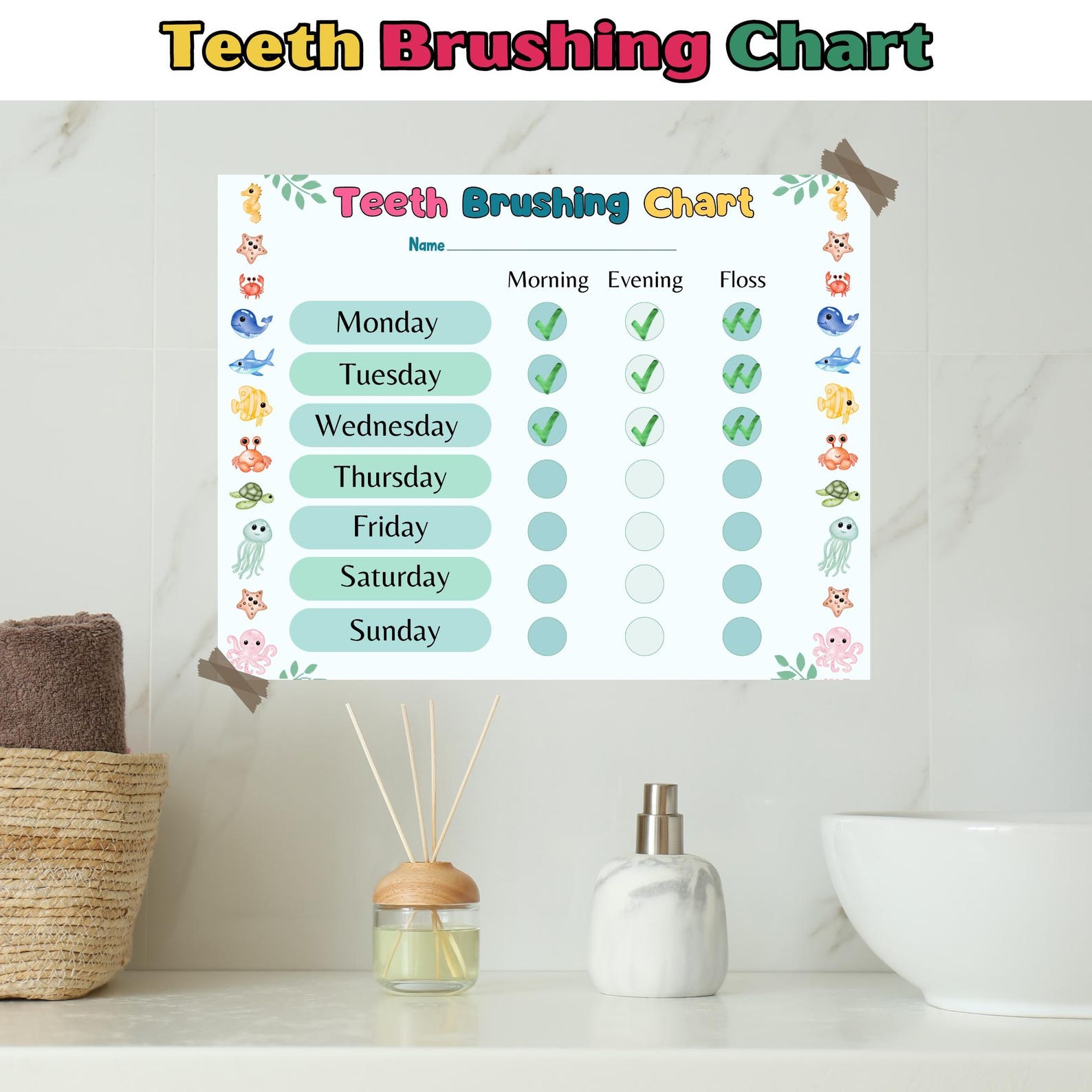 Printable Teeth Brushing Routine for Kids & Toddlers, Chore Chart Kids ...