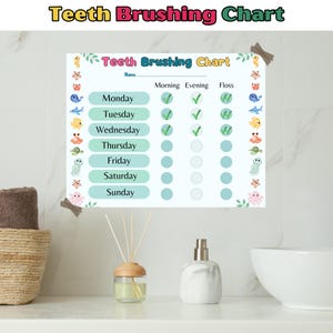 Printable Teeth Brushing Routine for Kids & Toddlers, Chore Chart Kids ...