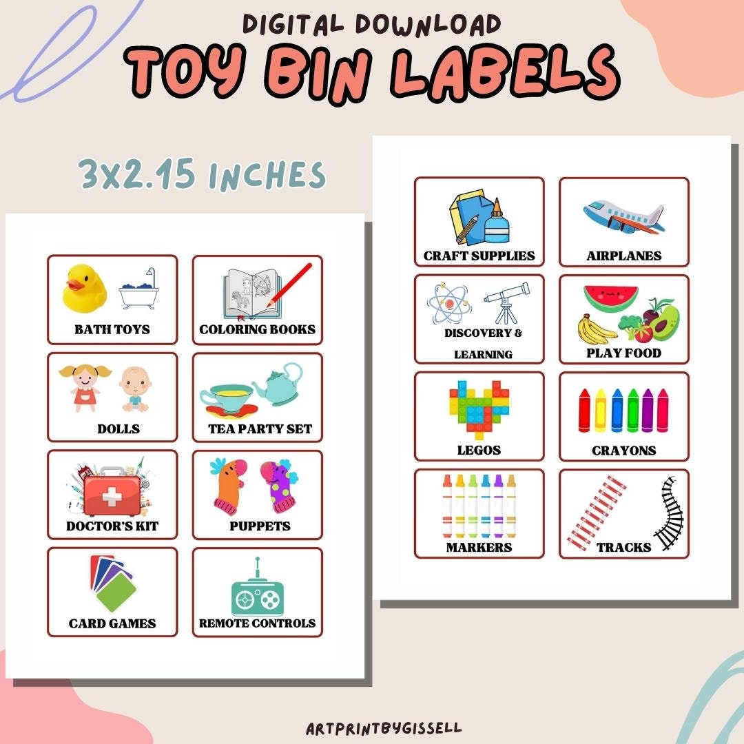 Toy Storage Bin and Organization Labels Printable Kid's Toys and Book ...