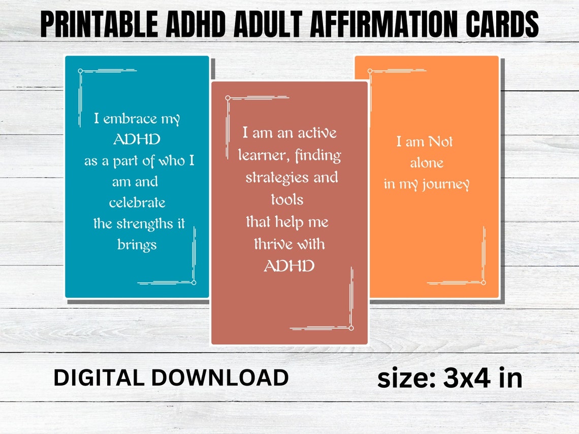 Printable Affirmation Cards Mindful Affirmation Cards for ADHD Adults ...