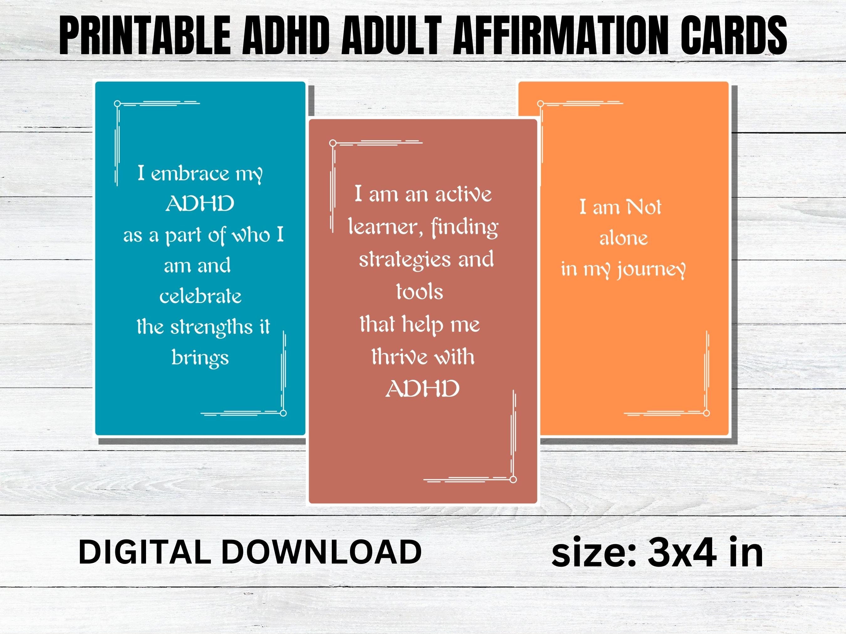 Printable Affirmation Cards Mindful Affirmation Cards for ADHD Adults ...