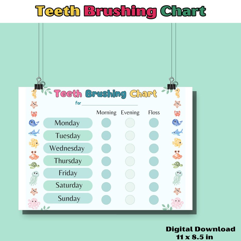 Printable Teeth Brushing Routine for Kids & Toddlers, Chore Chart Kids ...