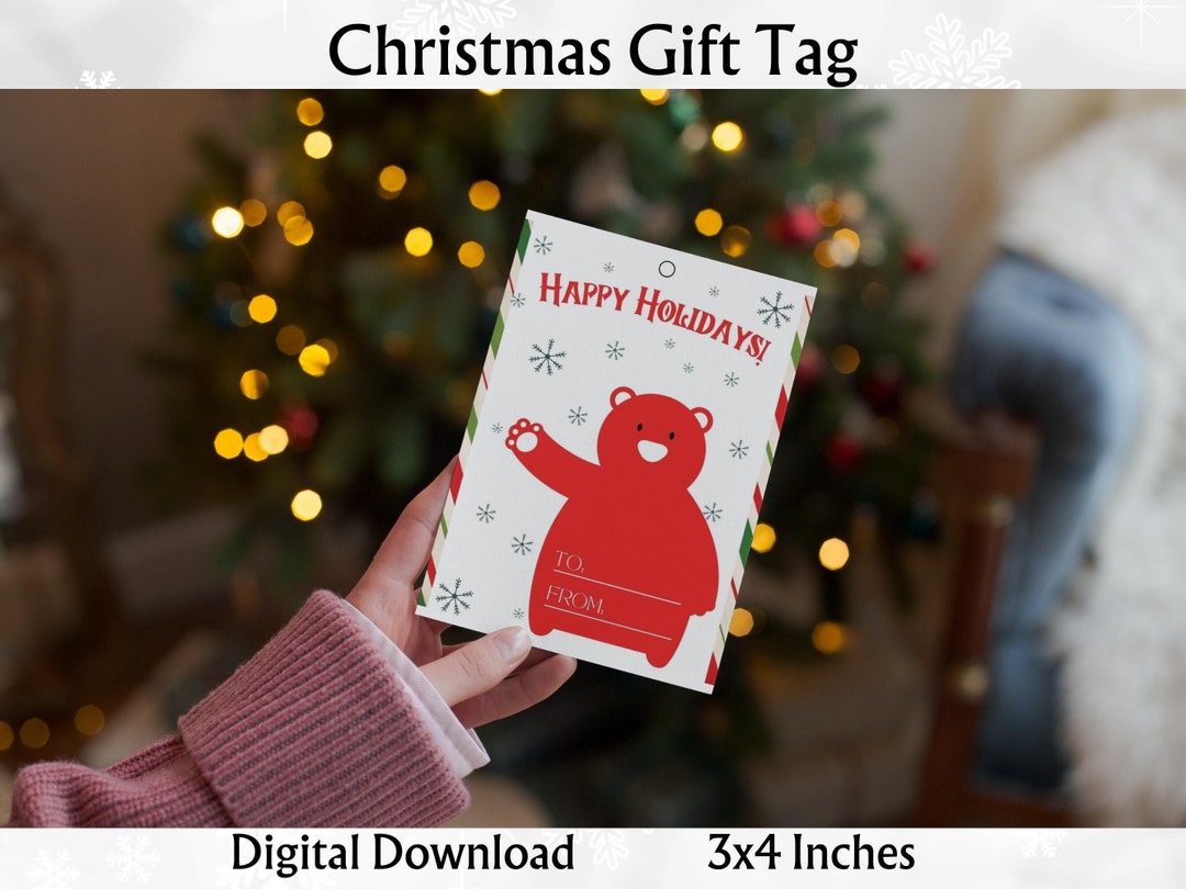 Christmas Polar Bear Gift Tag Holiday Class Gift From Teacher to ...