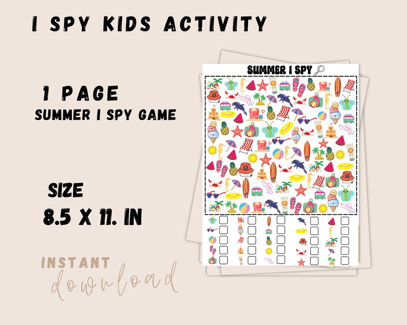 I Spy Printable Games Kids Road Trip Activity Spring Summer I - Etsy