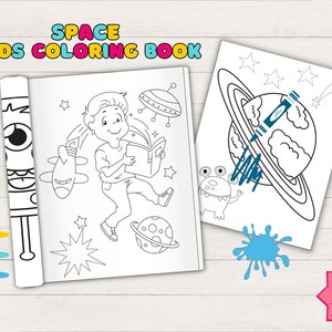 Space-themed Coloring Pages Space Planets Coloring Book Summer Activity ...