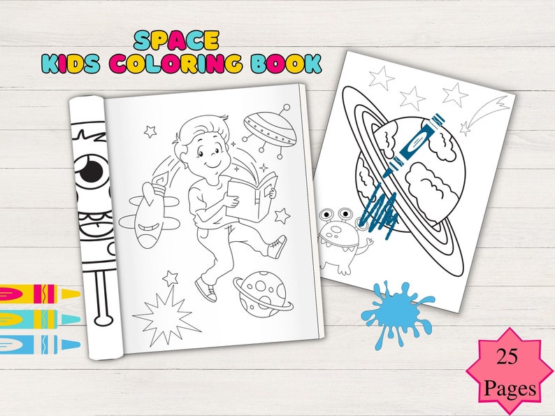 Space-themed Coloring Pages Space Planets Coloring Book Summer Activity ...