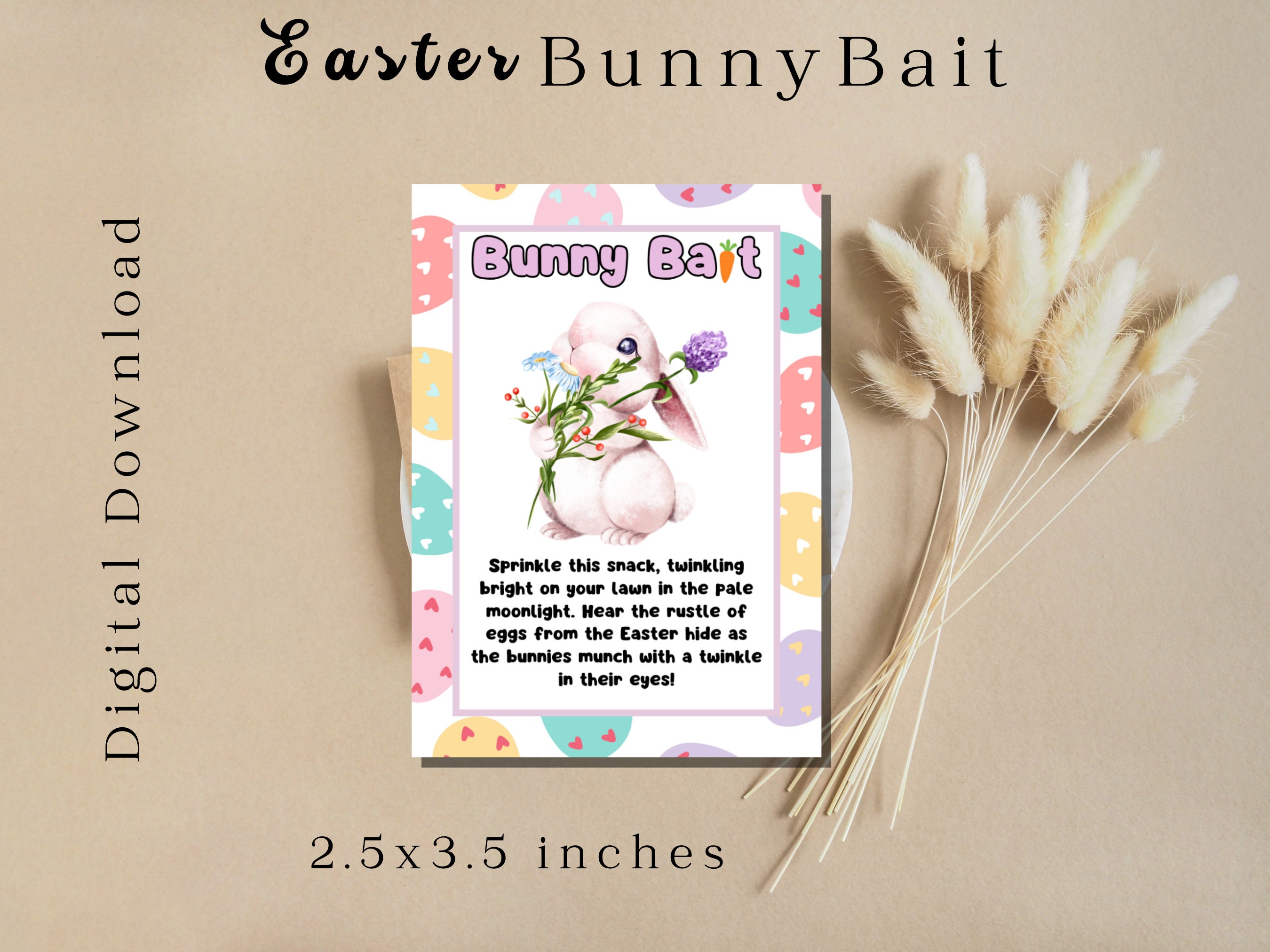 Printable Easter Bunny Bait Card - Adorable Bunny Food Tag, Perfect for ...