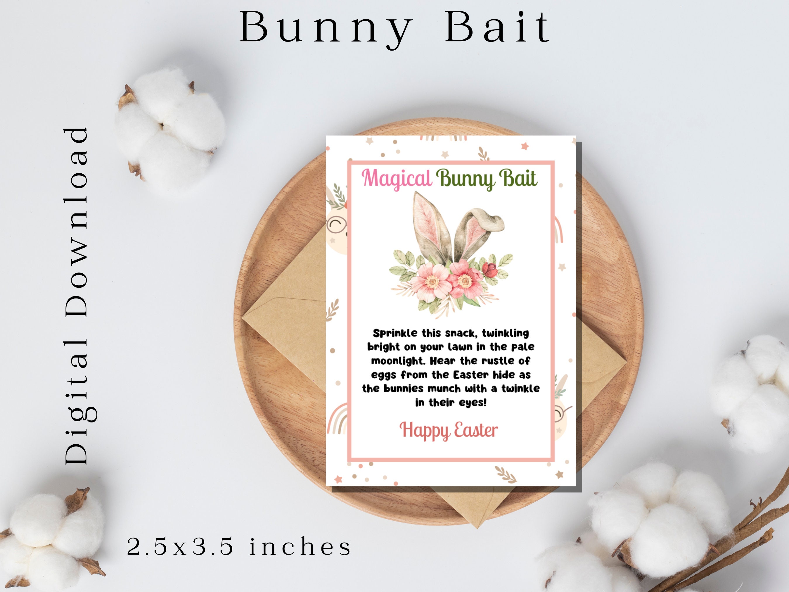 Printable Easter Bunny Bait Card - Adorable Bunny Food Tag, Perfect for ...