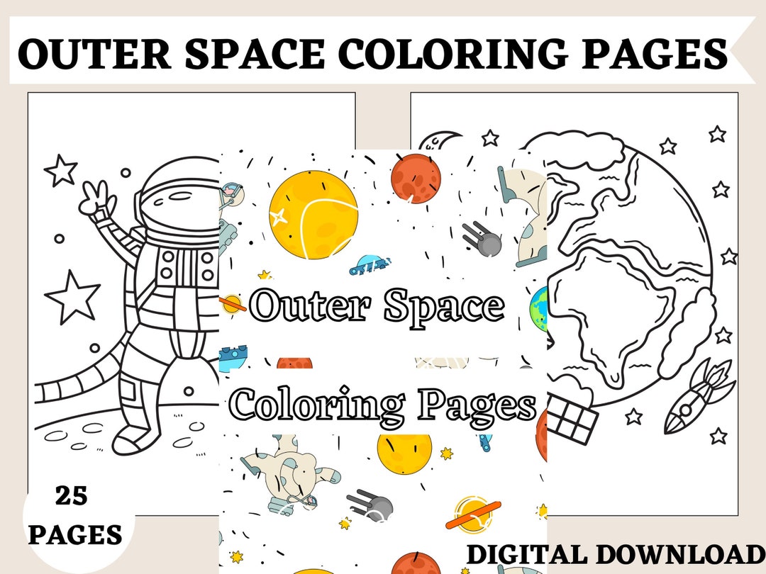 Space-themed Coloring Pages Space Planets Coloring Book Summer - Etsy
