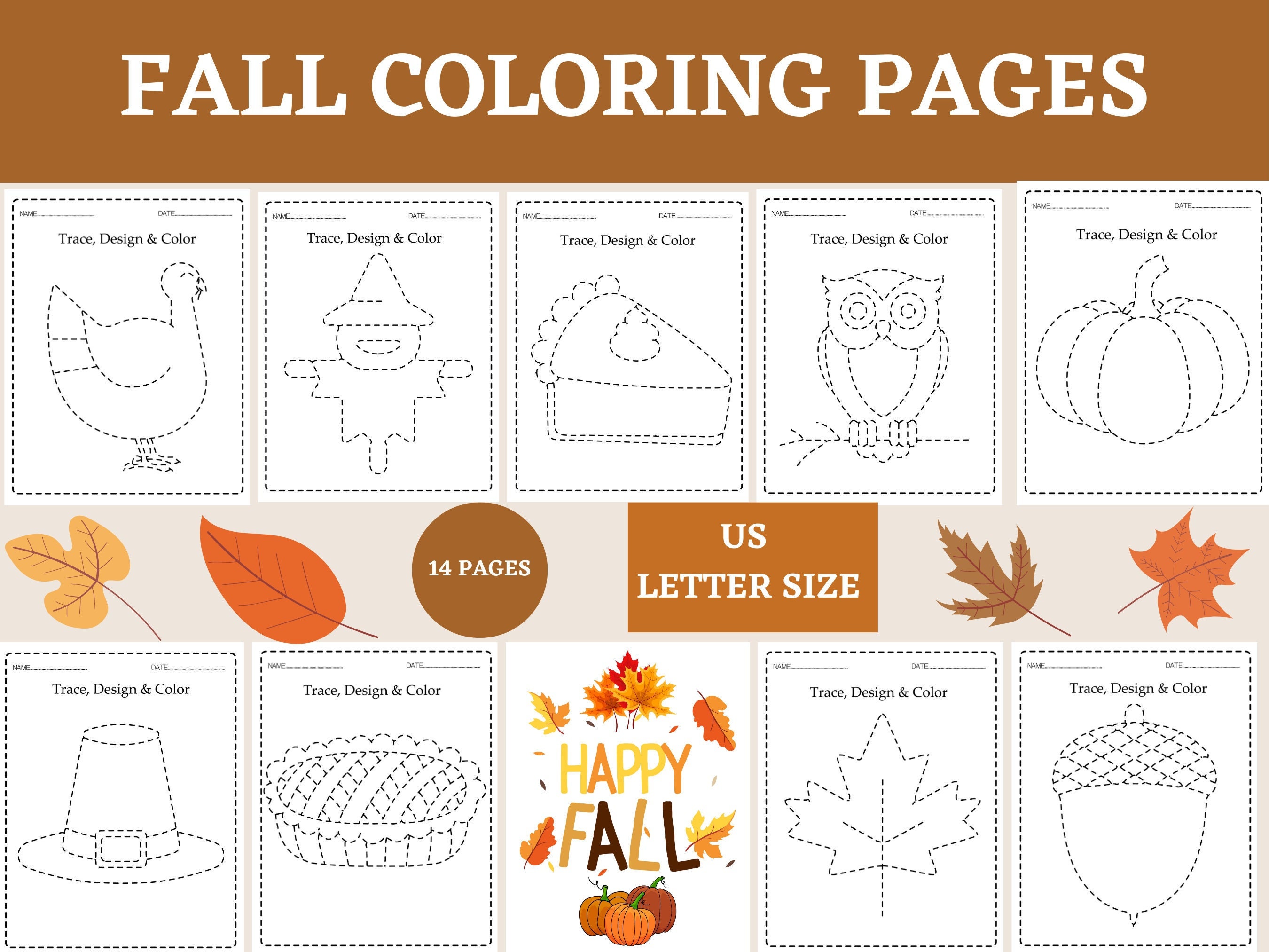 Fall Coloring Pages Thanksgiving Favor Party Activity School Coloring ...