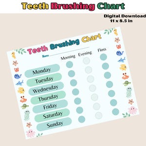Printable Teeth Brushing Routine for Kids & Toddlers, Chore Chart Kids ...
