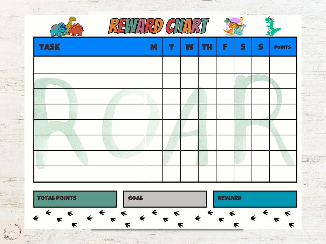Printable Dinosaur Reward Chart for Kids Behavior Chart Kid's Positive ...