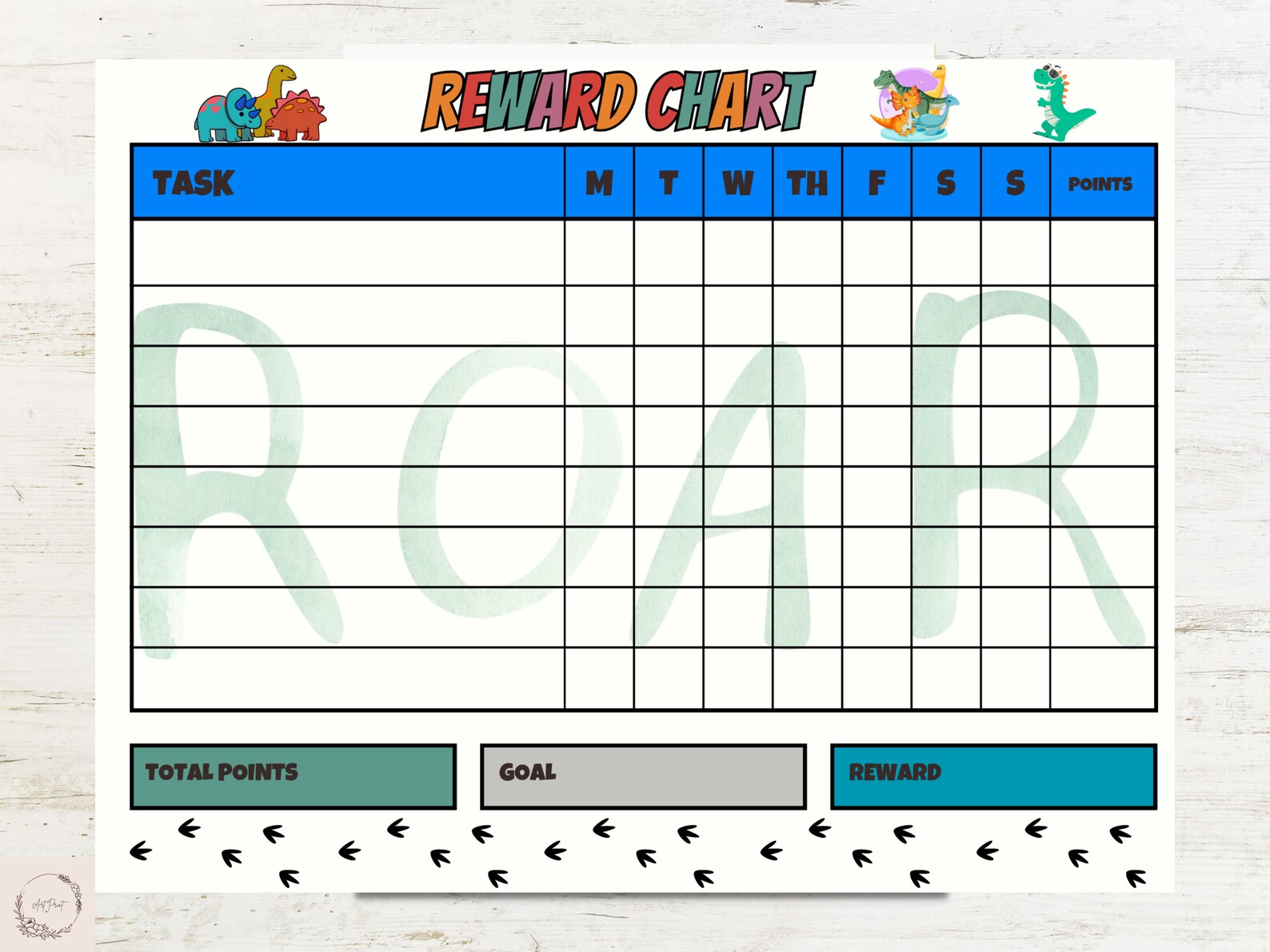 Printable Dinosaur Reward Chart for Kids Behavior Chart Kid's Positive ...