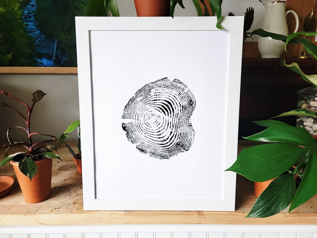 Wood Block Ink Print - Tree Rings | 16x20 Birch | Hand Made Art Print ...