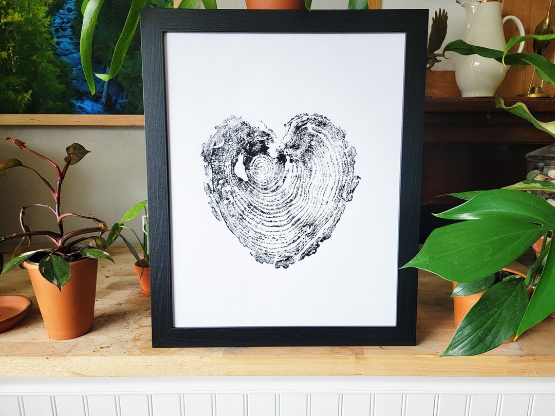 Wood Block Ink Print - Tree Rings | 16x20 Grand Fir Heart Shaped | Hand ...