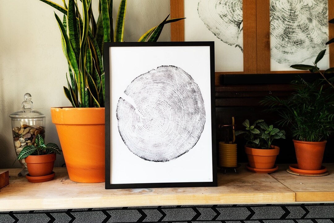 Hand Made Tree Ring Art Print 18x24 Douglas Fir Hand Inked Wall Hanging ...
