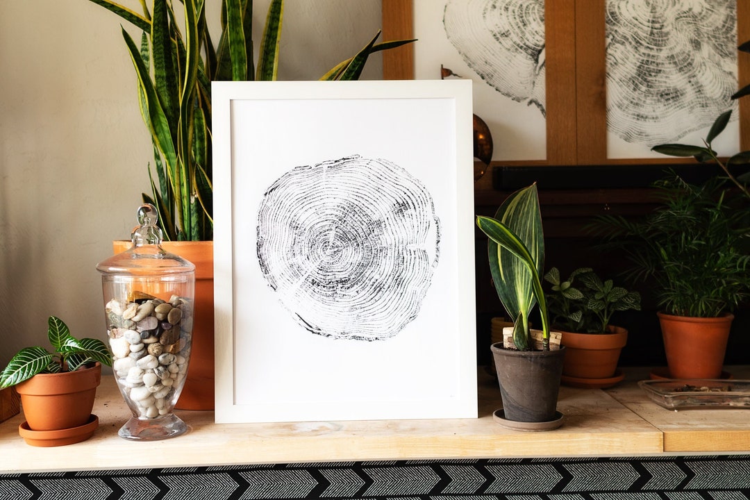 Hand Made Tree Ring Art Print 18x24 Redwood Hand Inked Wall Hanging ...