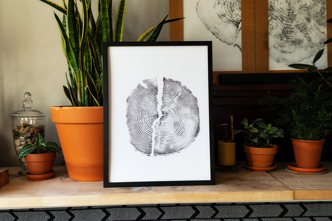 Wood Block Ink Print - Tree Rings | 18x24 Douglas Fir | Hand Made Art ...