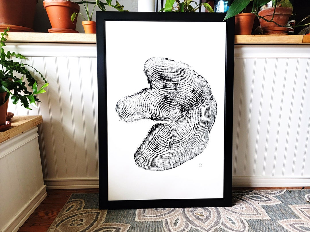 Wood Block Ink Print - Tree Rings | 24x36 Shore Pine | Hand Made Art ...