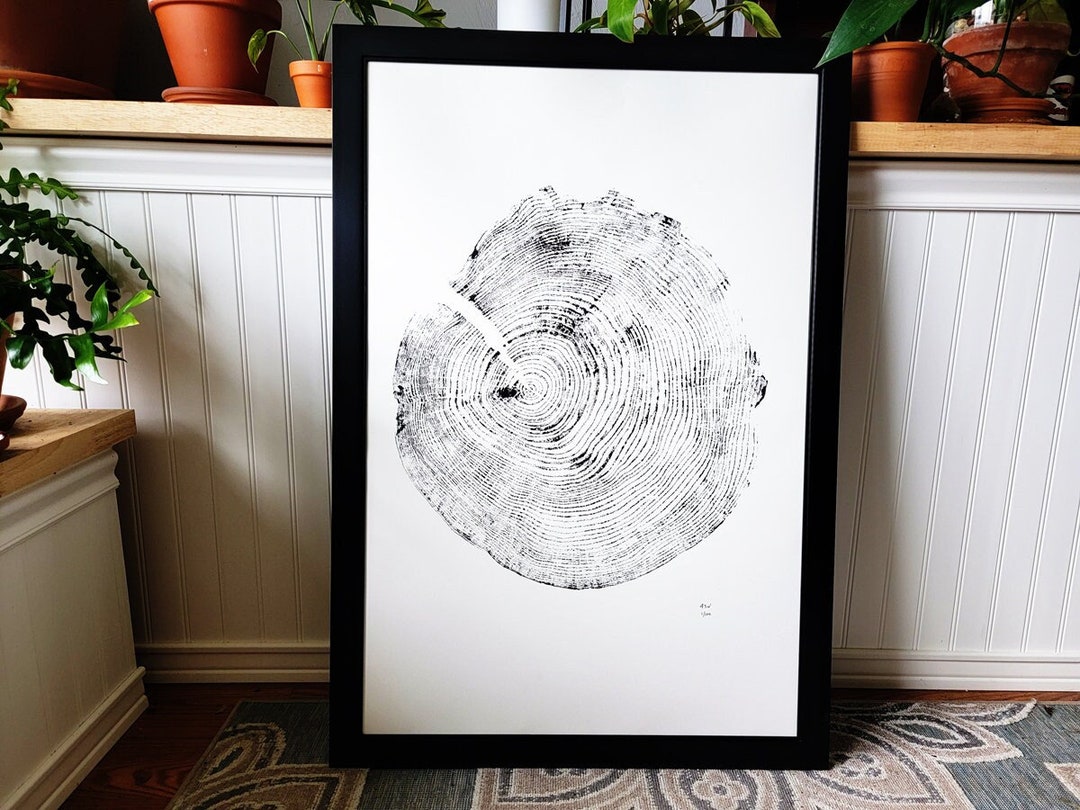 Wood Block Ink Print - Tree Rings | 24x36 Douglas Fir | Hand Made Art ...