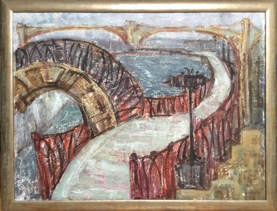Bridges. abstract landscape. oil painting | Etsy