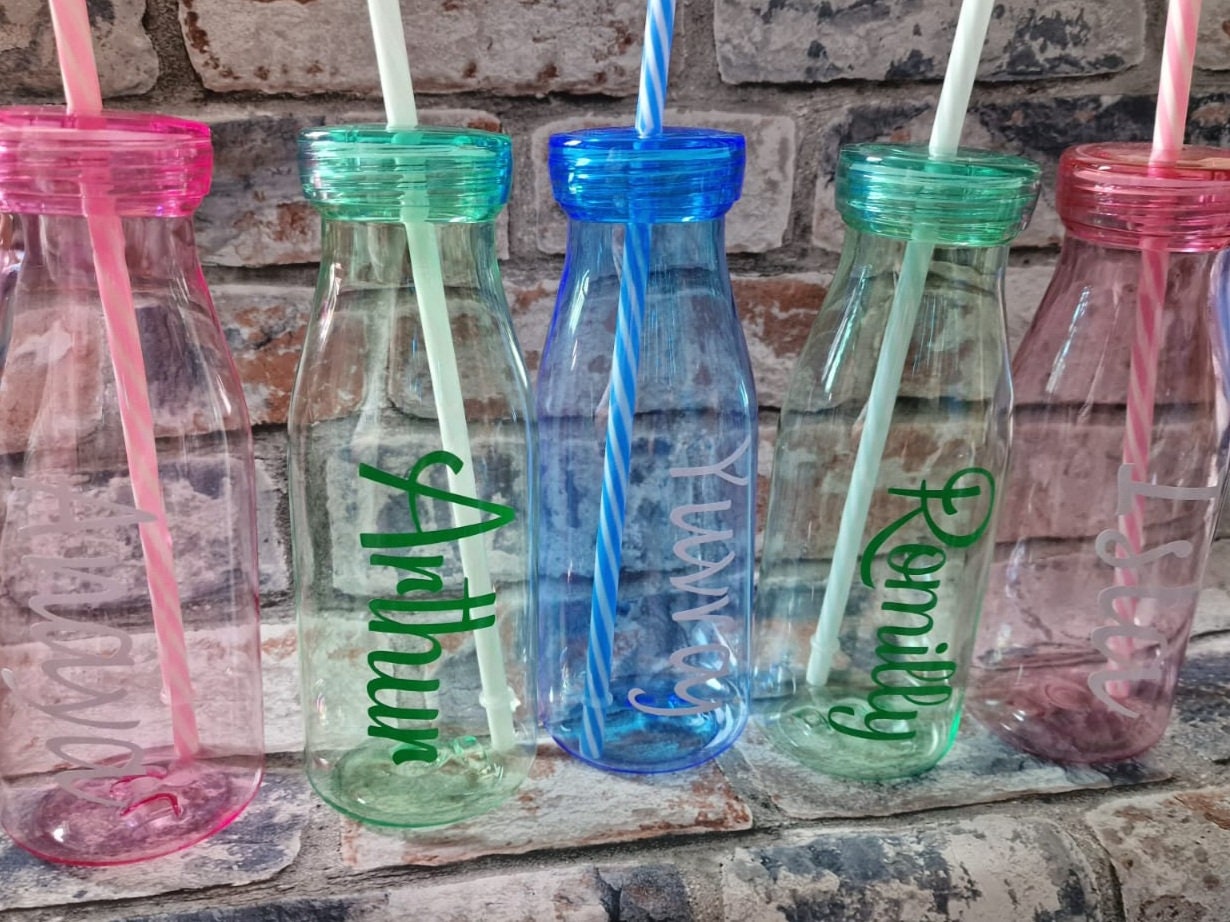 Personalised Kids Milkshake Bottle With Straw Party Favour - Etsy