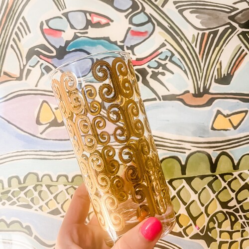 Fred Press Double Highball Fish Glasses in White With Teal - Etsy