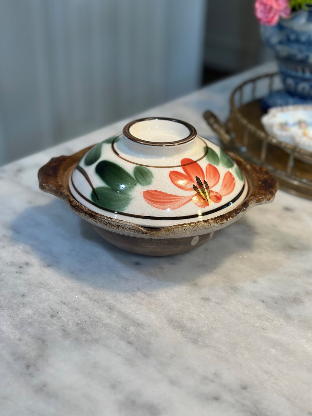 Danube Floral Painted Japanese Rice or Fish Clay Cooker - Etsy