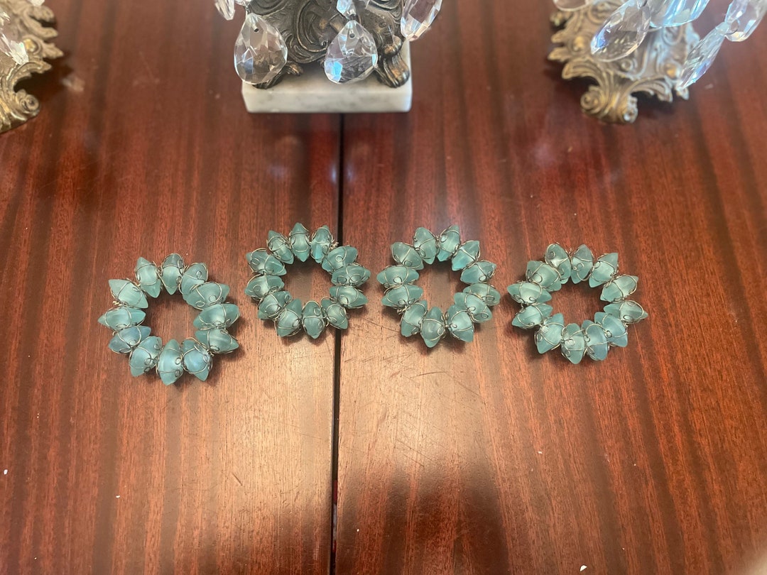 Blue Bead Napkin Rings Set of 4 - Etsy