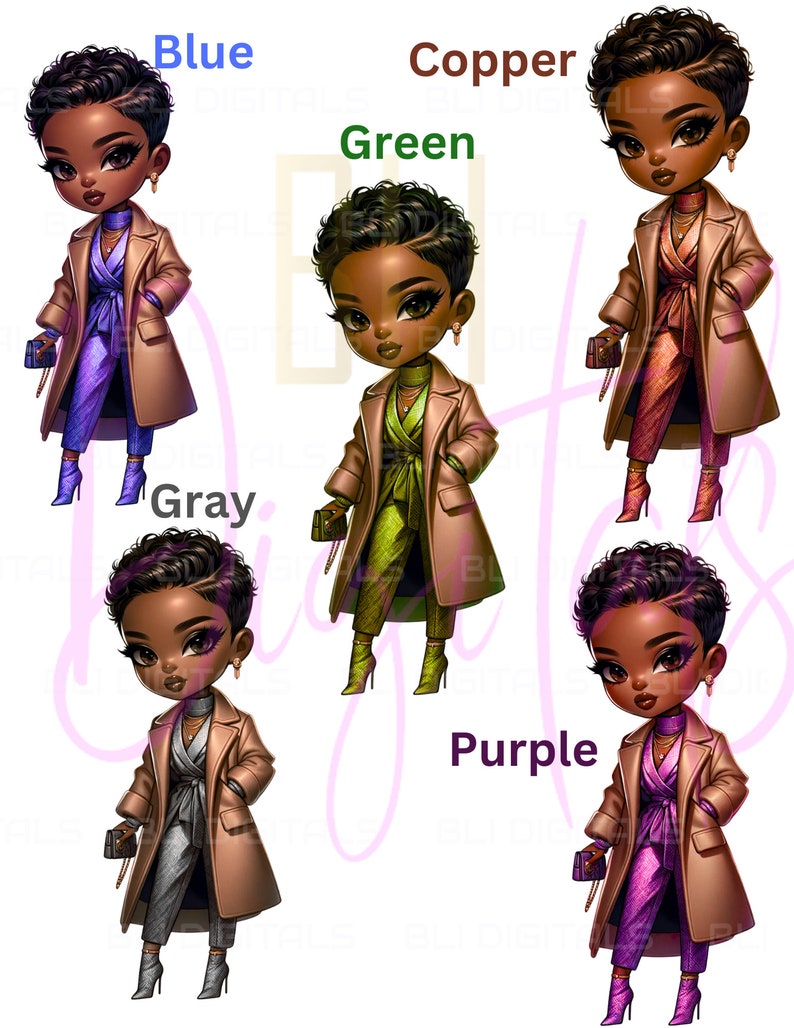 Chibi Clipart Bundle| Chibi Doll African-american| Chibi Doll PNG ...
