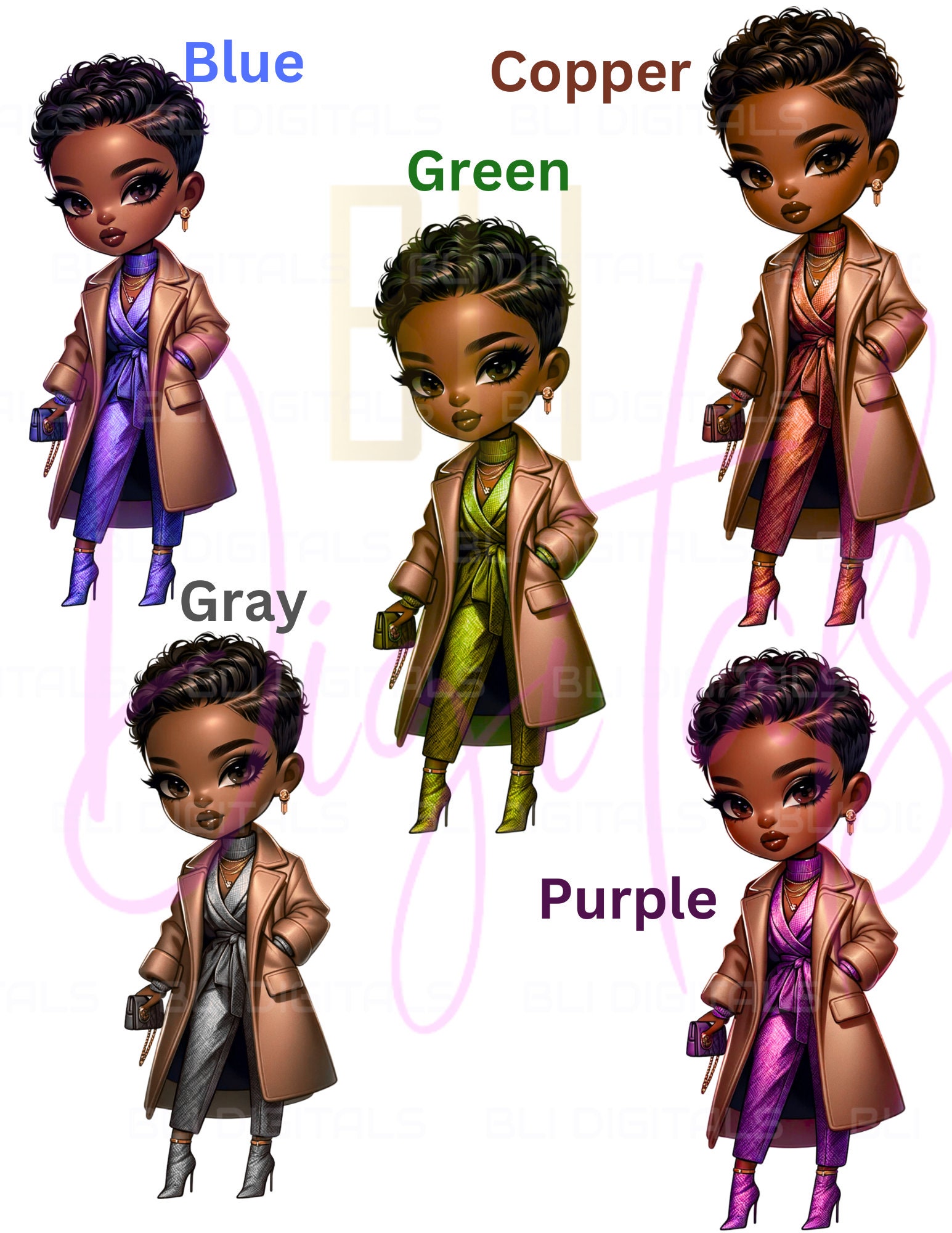 Chibi Clipart Bundle| Chibi Doll African-american| Chibi Doll PNG ...