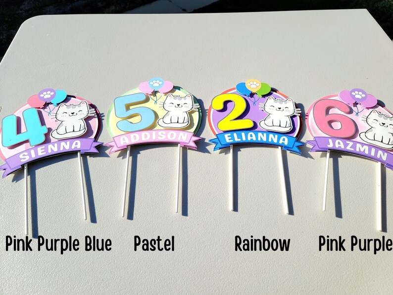 Custom Cat Cake Topper for Kids Kitty Birthday Party, Personalized Name ...