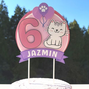 Custom Cat Cake Topper for Kids Kitty Birthday Party, Personalized Name ...