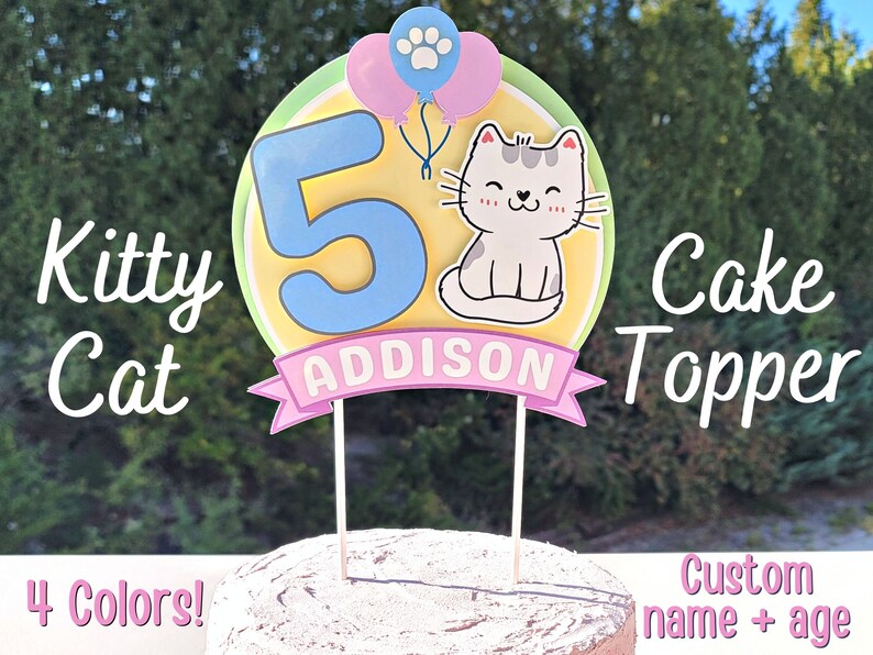 Custom Cat Cake Topper for Kids Kitty Birthday Party - Etsy