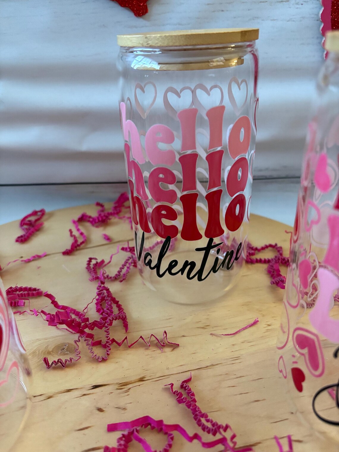 Hearts Glass Iced Coffee Cup, Bamboo Lid (16oz) - Etsy