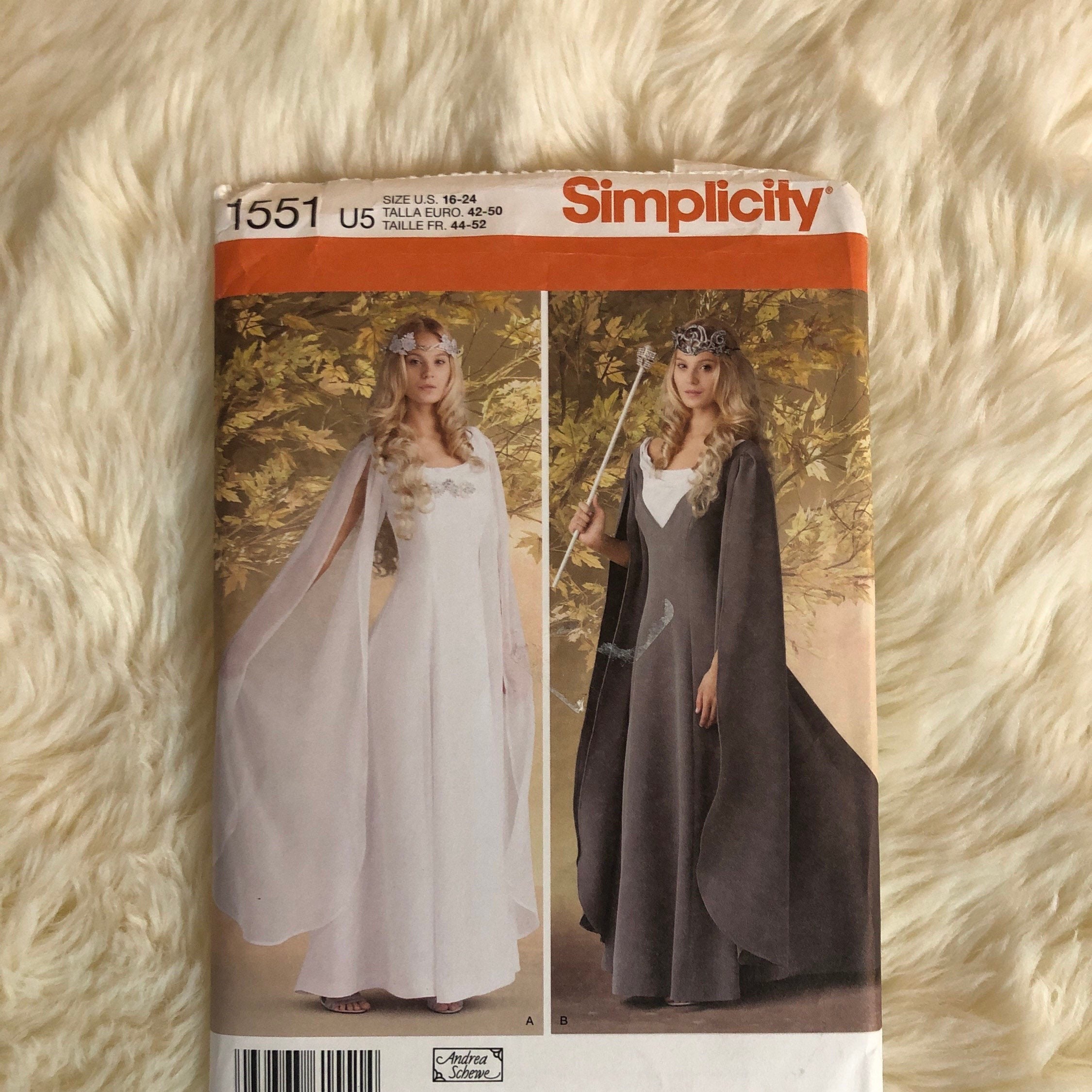 Simplicity Costume Pattern 1551 Gown With Train and Floor Length ...