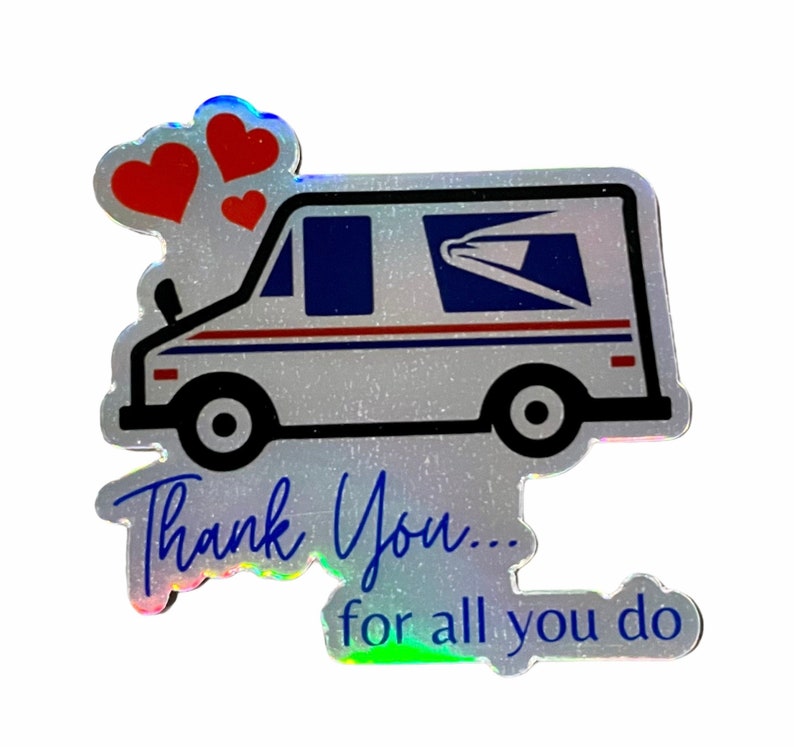 Thank You Postal Sticker Holographic Vinyl Decal for Mailbox Mailman ...
