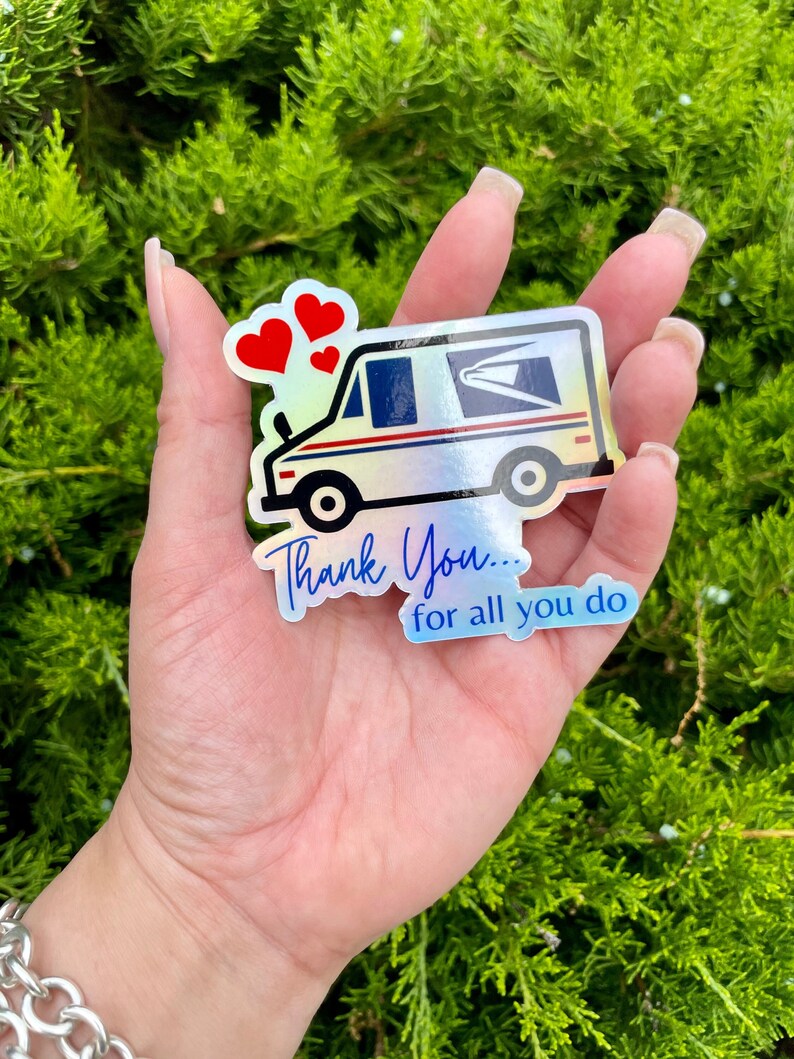 Thank You Postal Sticker Holographic Vinyl Decal for Mailbox Mailman ...