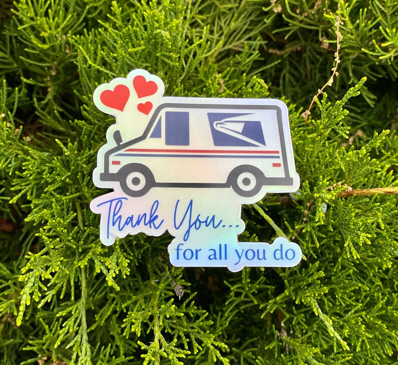 Thank You Postal Sticker Holographic Vinyl Decal for Mailbox Mailman ...