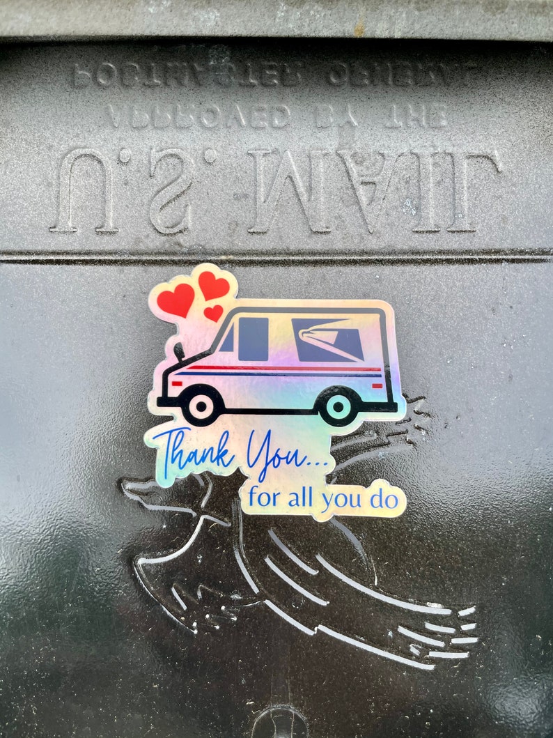 Thank You Postal Sticker Holographic Vinyl Decal for Mailbox Mailman ...