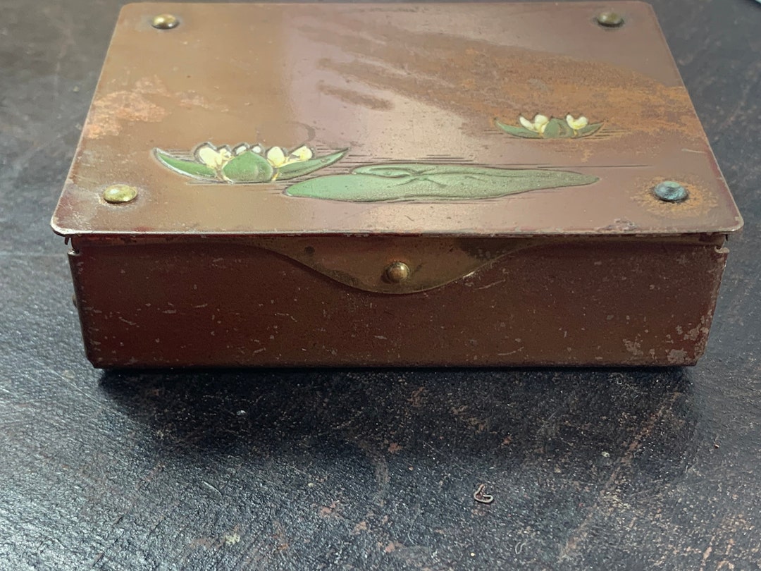 Art Nouveau Copper Stamp Box - 20th Century - Art Deco Style - Water ...
