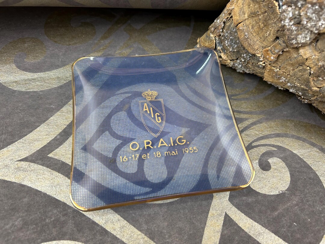 A.I.G. Gadget From the 1950s - Beautiful Blue Glass Bowl With a Gold ...