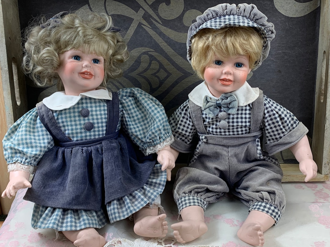 Brother and Sister Porcelain Dolls - Vintage Dolls - Porcelain Perfect ...