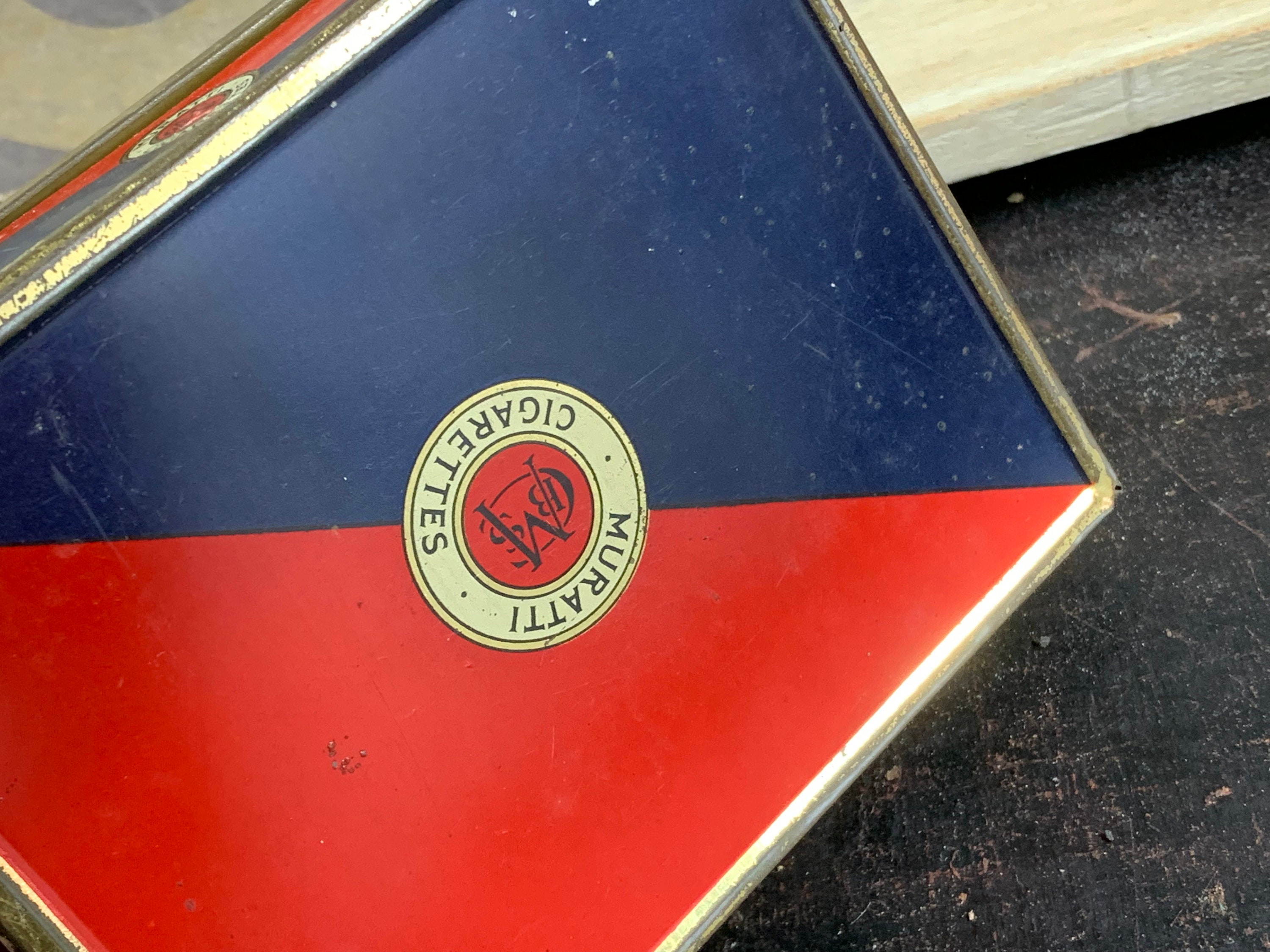 Rectangular Red-blue Cigarette Tin, Hinged Lid, Cigarette Tin Ariston ...