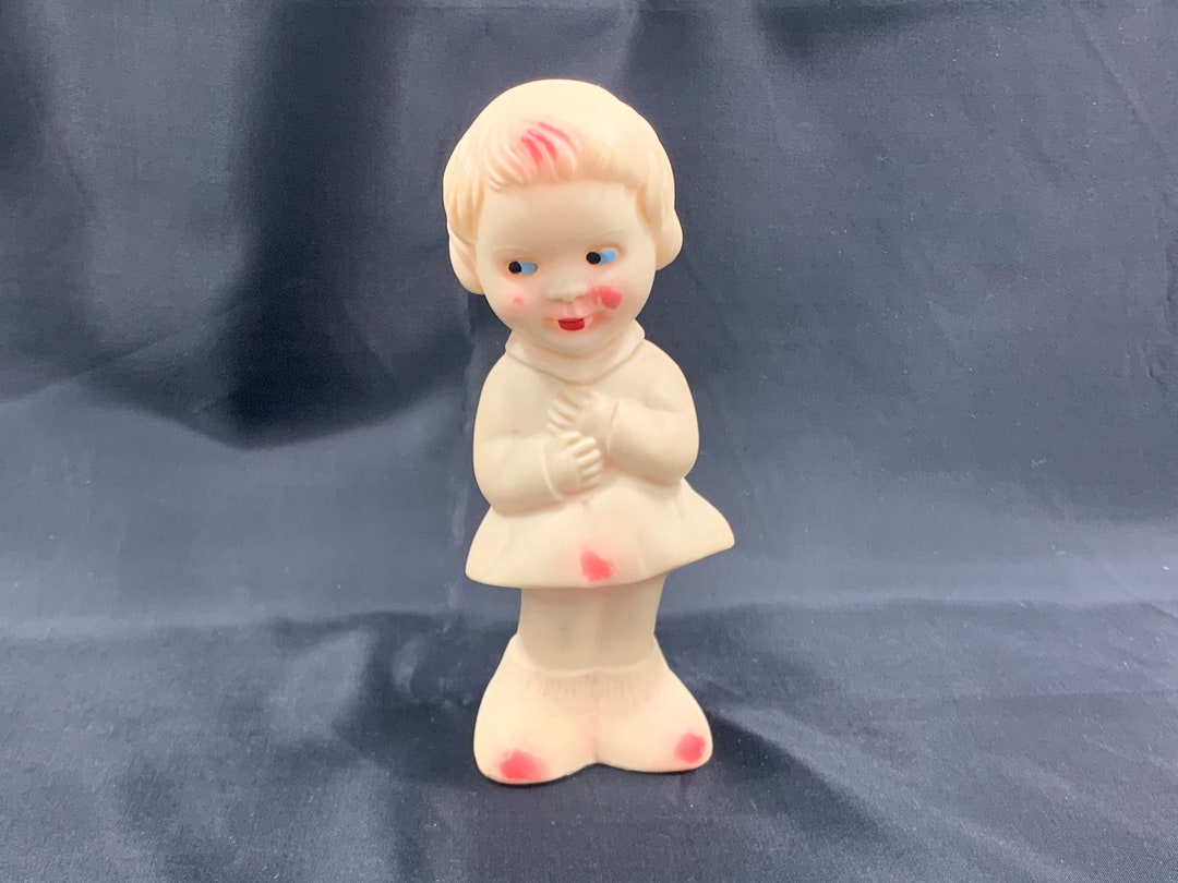 Vintage White Rubber Squeaky Toy Girl, M Dep Brand Made in Italy 1960 ...