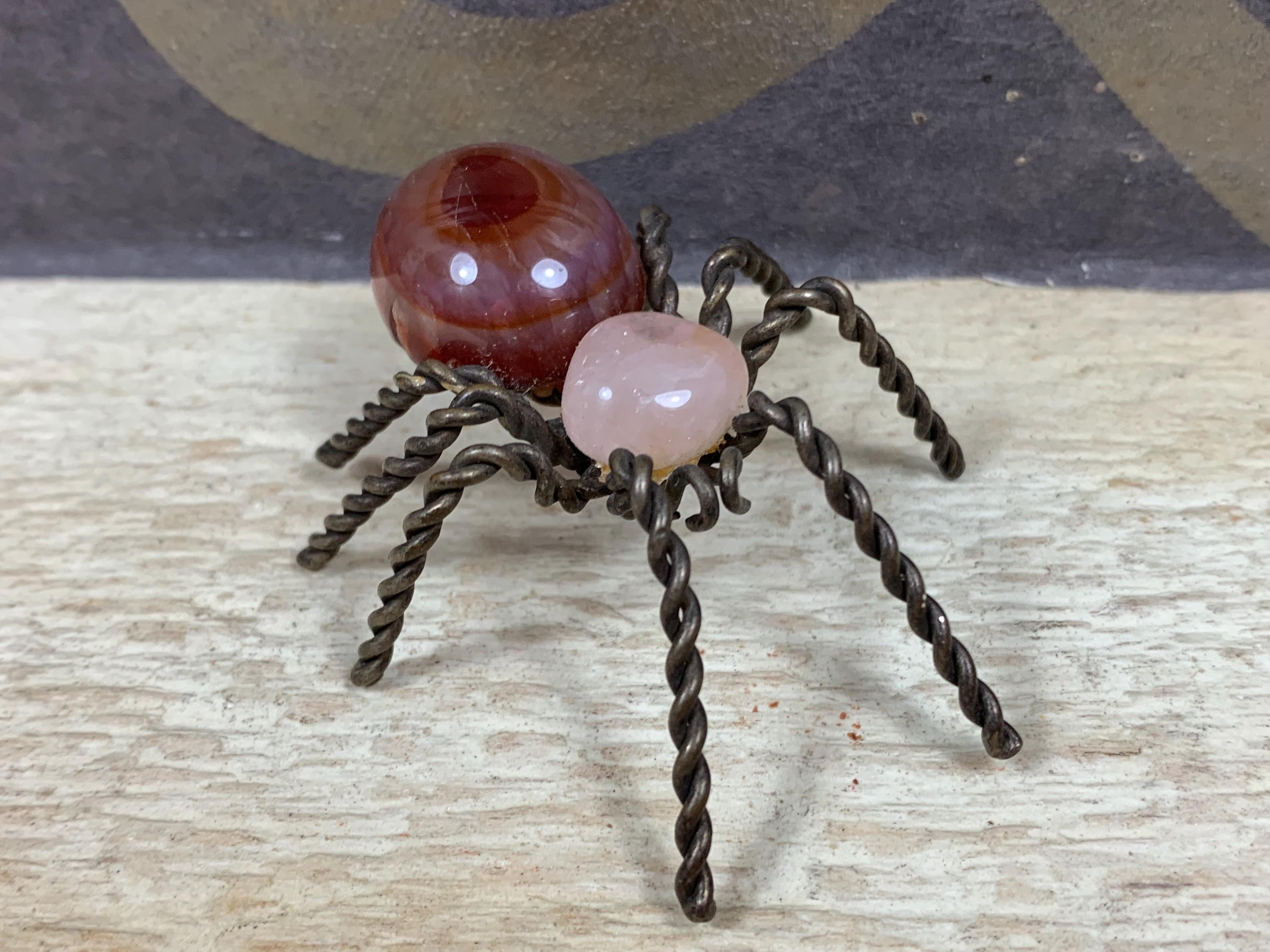 This is a Great Looking Handmade Wire Spider Sculpture With Gemstones ...