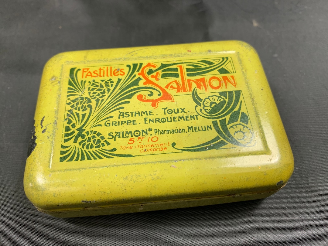 Vintage - Old Tin Box - Salmon - Lozenges - Etsy