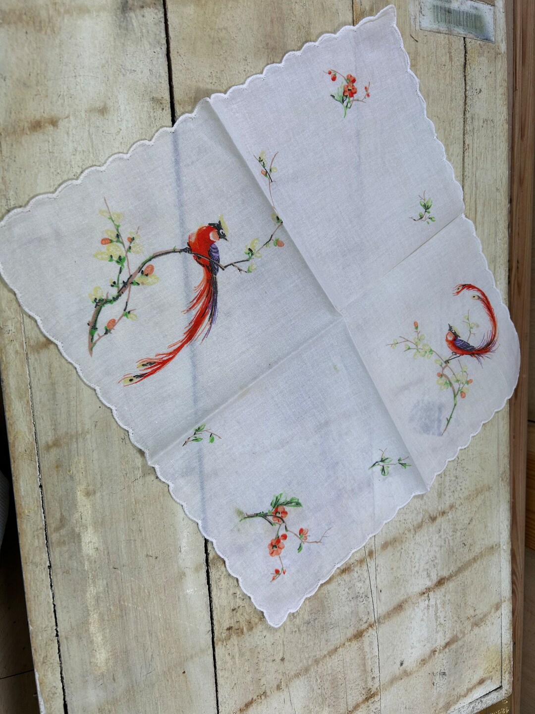 Vintage Pocket Handkerchief for Men With Beautiful Colored Bird - Rare ...
